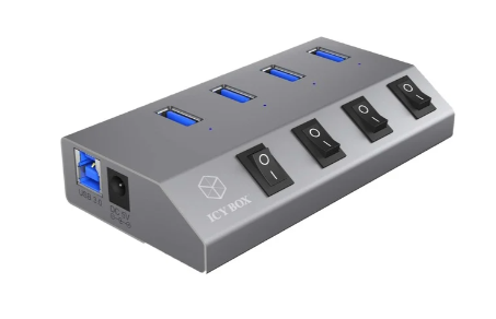USB hub ICY BOX IB-HUB 1405, 4 vhodi, srebrna | Enaa