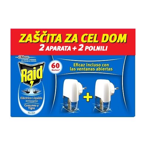 Električni aparat in polnilo Raid s tekočim insekticidom 2x21 ml | Enaa