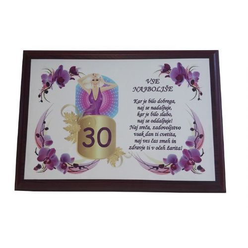 Slika s posvetilom ženska 30 let | Enaa