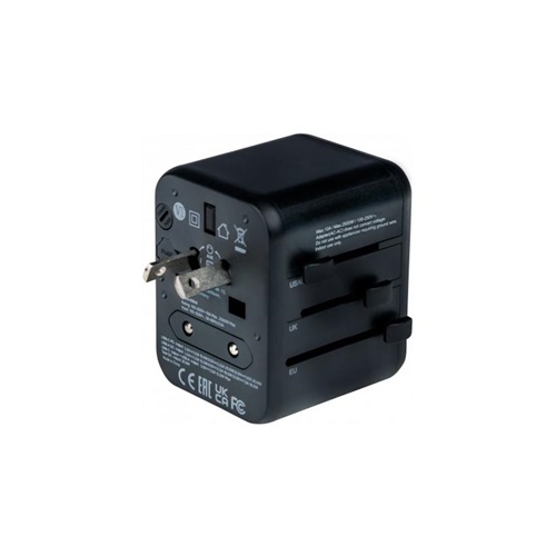 Univerzalni potovalni adapter Verbatim UTA-02, 1x USB-A, 1x USB-C, črna ...