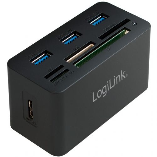 LogiLink CR0042 USB 3.0 HUB 3-Port 3x USB 3.0 All-in-One Kartenleser ...